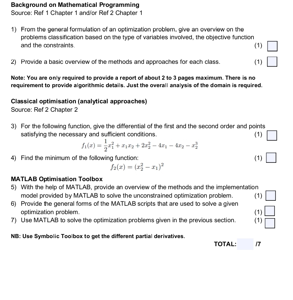 Solved Background on Mathematical ProgrammingSource: Ref 1 | Chegg.com