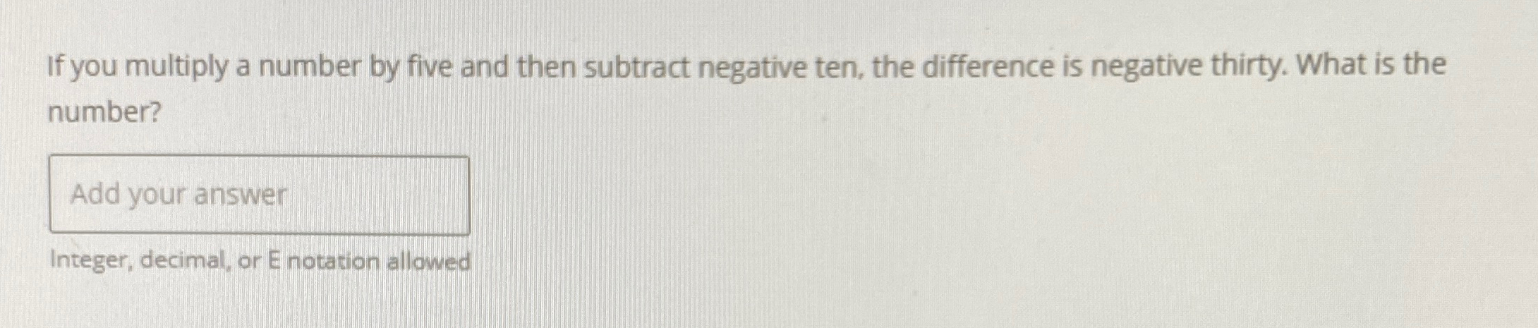Solved If you multiply a number by five and then subtract | Chegg.com