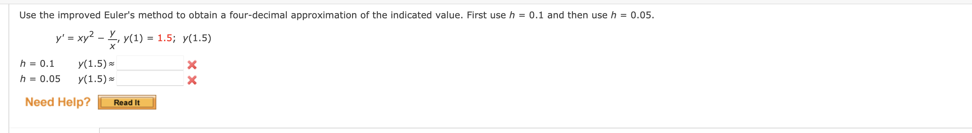 Solved Use the improved Euler's method to obtain a | Chegg.com