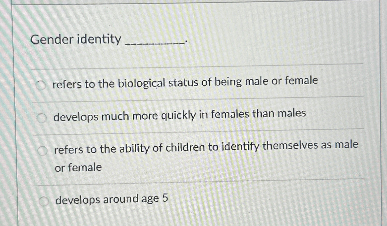 Solved Gender identity refers to the biological status of | Chegg.com