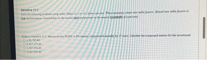 Solved Narrative 11-1 Solve the following moblens wing | Chegg.com