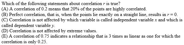 Solved Which of the following statements about correlation r | Chegg.com