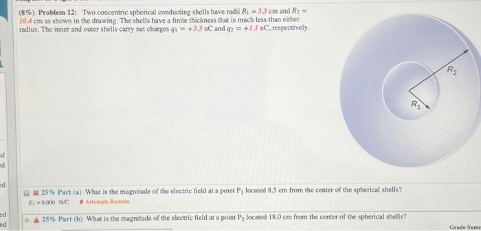 Solved (8\%) Problem 10: A non-conducting spherical shell | Chegg.com