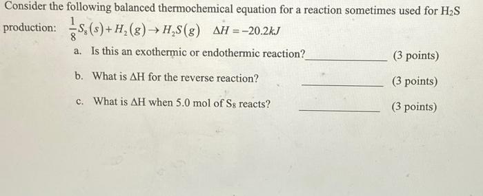 Solved Consider the following balanced thermochemical | Chegg.com