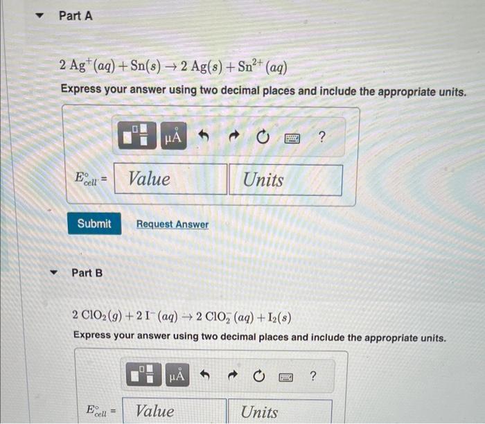 [Solved]: Calculate the standard cell potential for each of