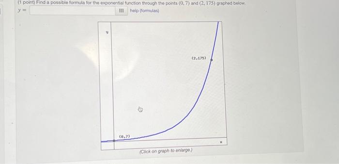Solved (1 point) Find a possible formula for the exponential | Chegg.com