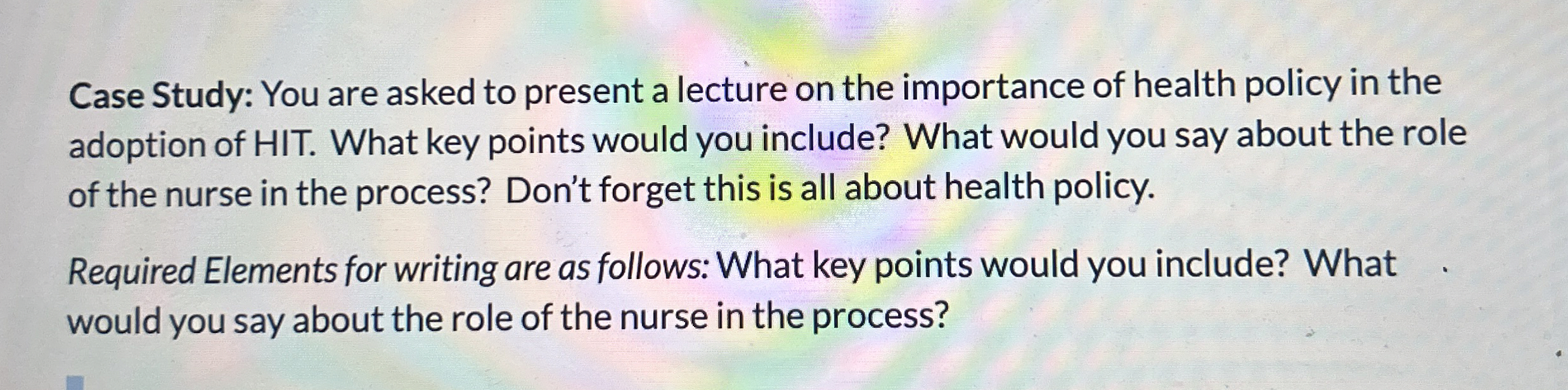 Solved Case Study: You are asked to present a lecture on the | Chegg.com