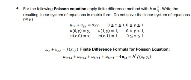 Solved For the following Poisson equation apply finite | Chegg.com