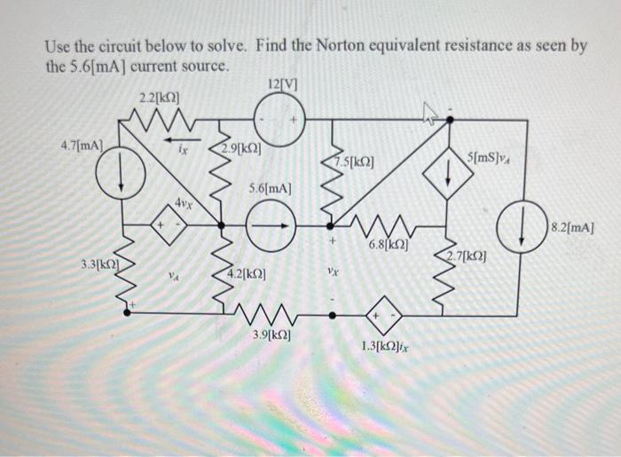 Use the circuit below to solve. Find the Norton | Chegg.com
