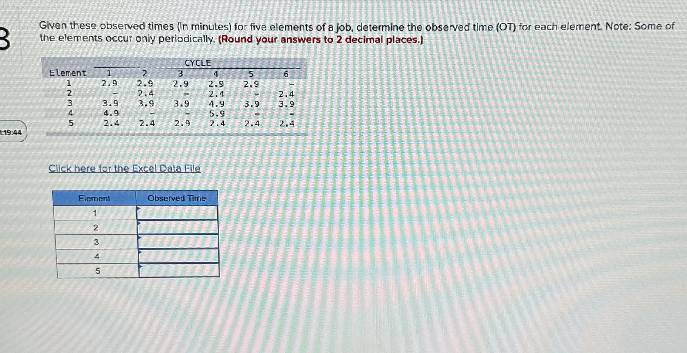 Solved Given these observed times (in minutes) ﻿for five | Chegg.com