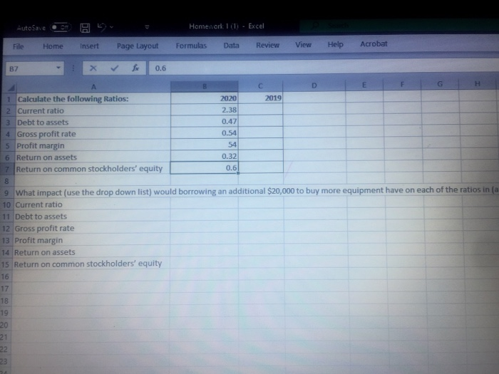 Solved Autore Homework 1 (D) - Excel File Home Insert Page | Chegg.com