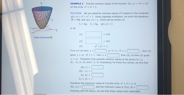 Solved EXAMPLE 2 Find the extreme values of the function | Chegg.com