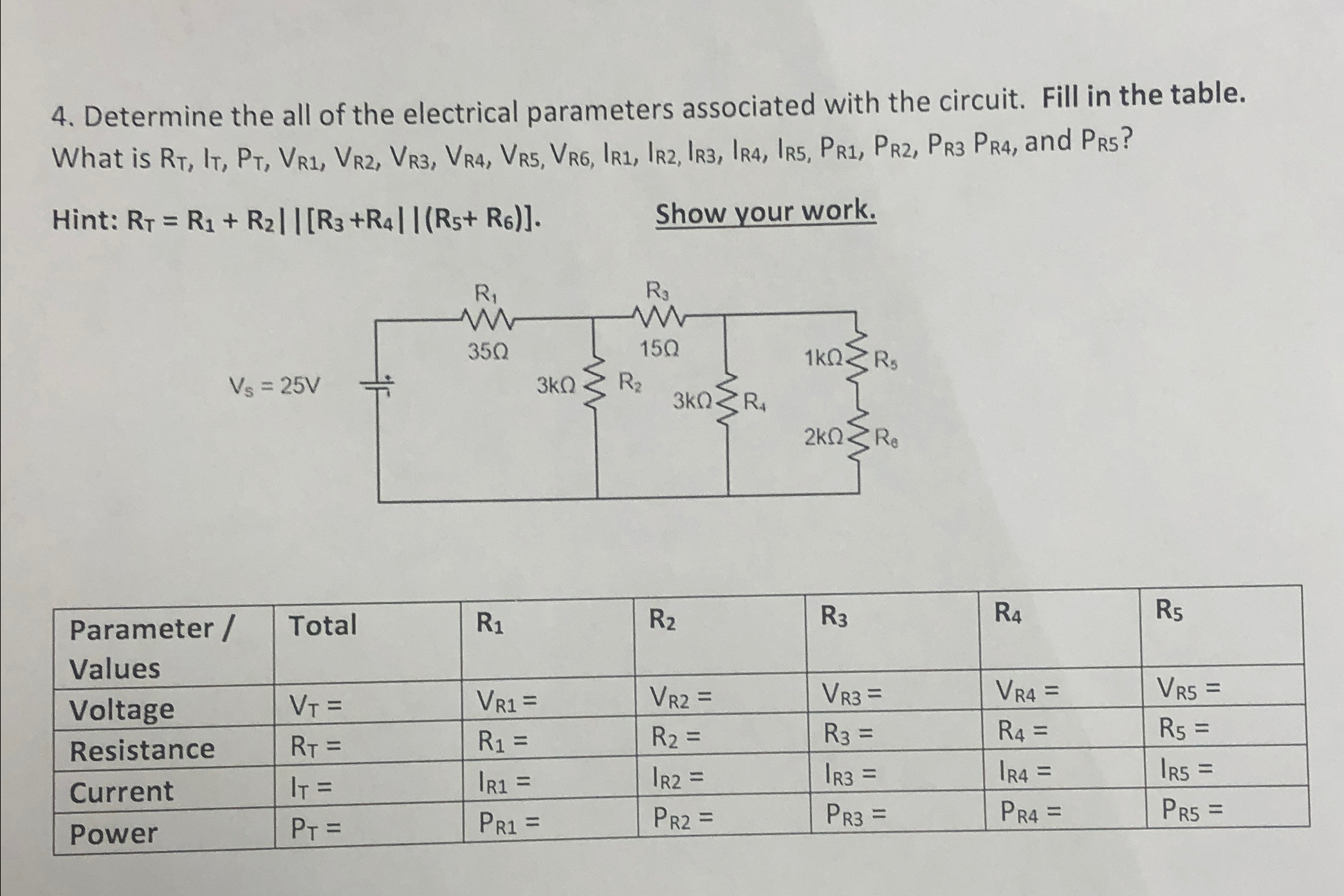Solved Determine the all of the electrical parameters | Chegg.com