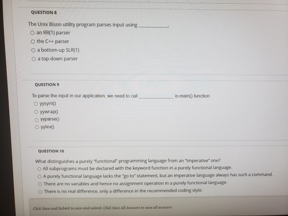 Solved Question 8 The Unix Bison Utility Program Parses 