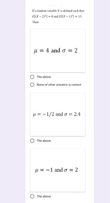 Solved If a random variable X is defined such that: | Chegg.com