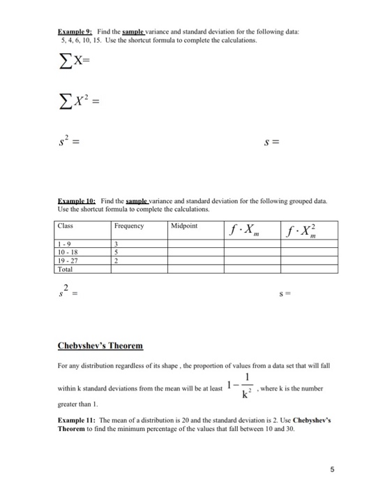 Solved Example 9: Find the sample variance and standard | Chegg.com