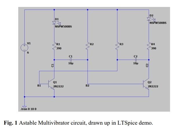 Fig. 1 Astable Multivibrator circuit, drawn up in | Chegg.com