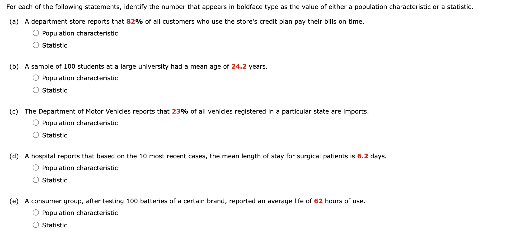Solved For each of the following statements, identify the | Chegg.com