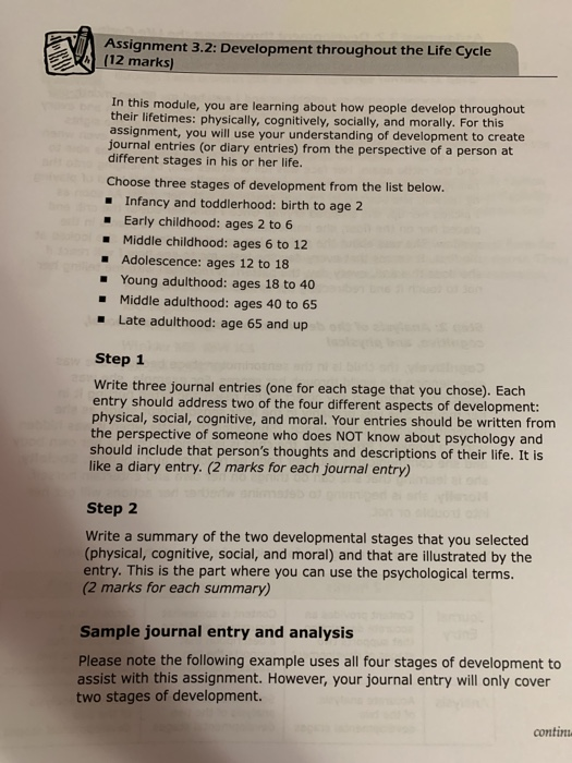 Solved Assignment 3.2: Development throughout the Life Cycle | Chegg.com