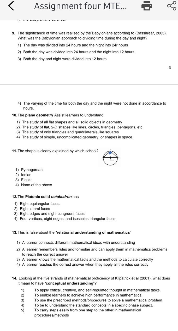 Solved Assignment four MTE... 9. The significance of time | Chegg.com