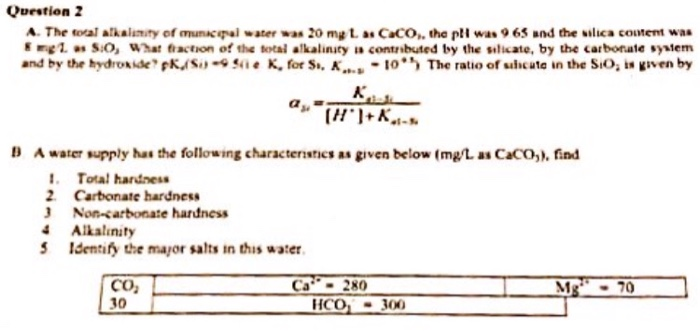 Question 2 A. The total alkalinity of unicipal water | Chegg.com