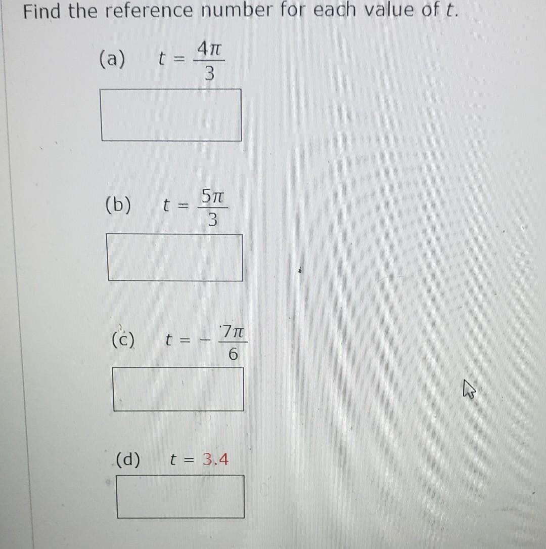 Solved Find the reference number for each value of t. (a) | Chegg.com