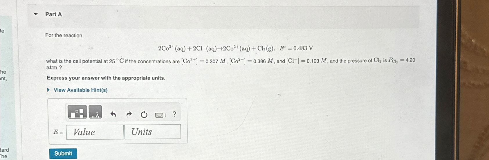 Solved Part AFor the | Chegg.com