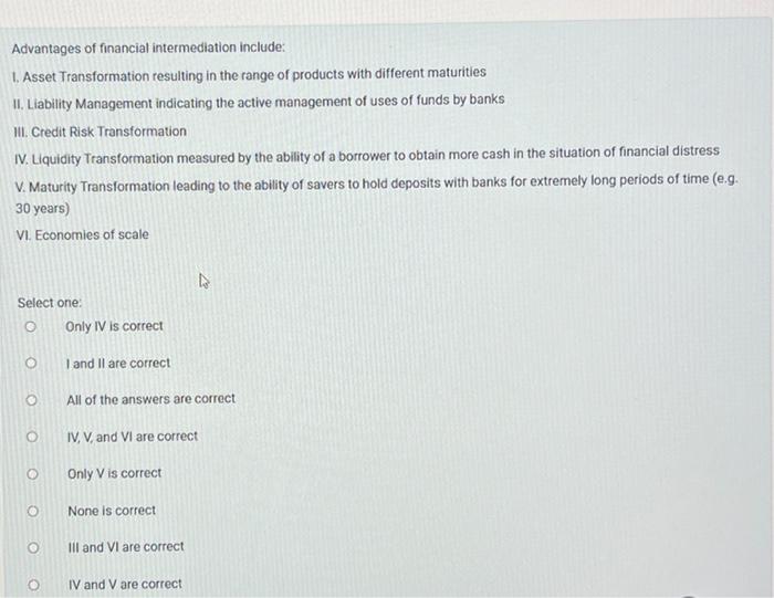 Solved Advantages of financial intermediation include: 1. | Chegg.com