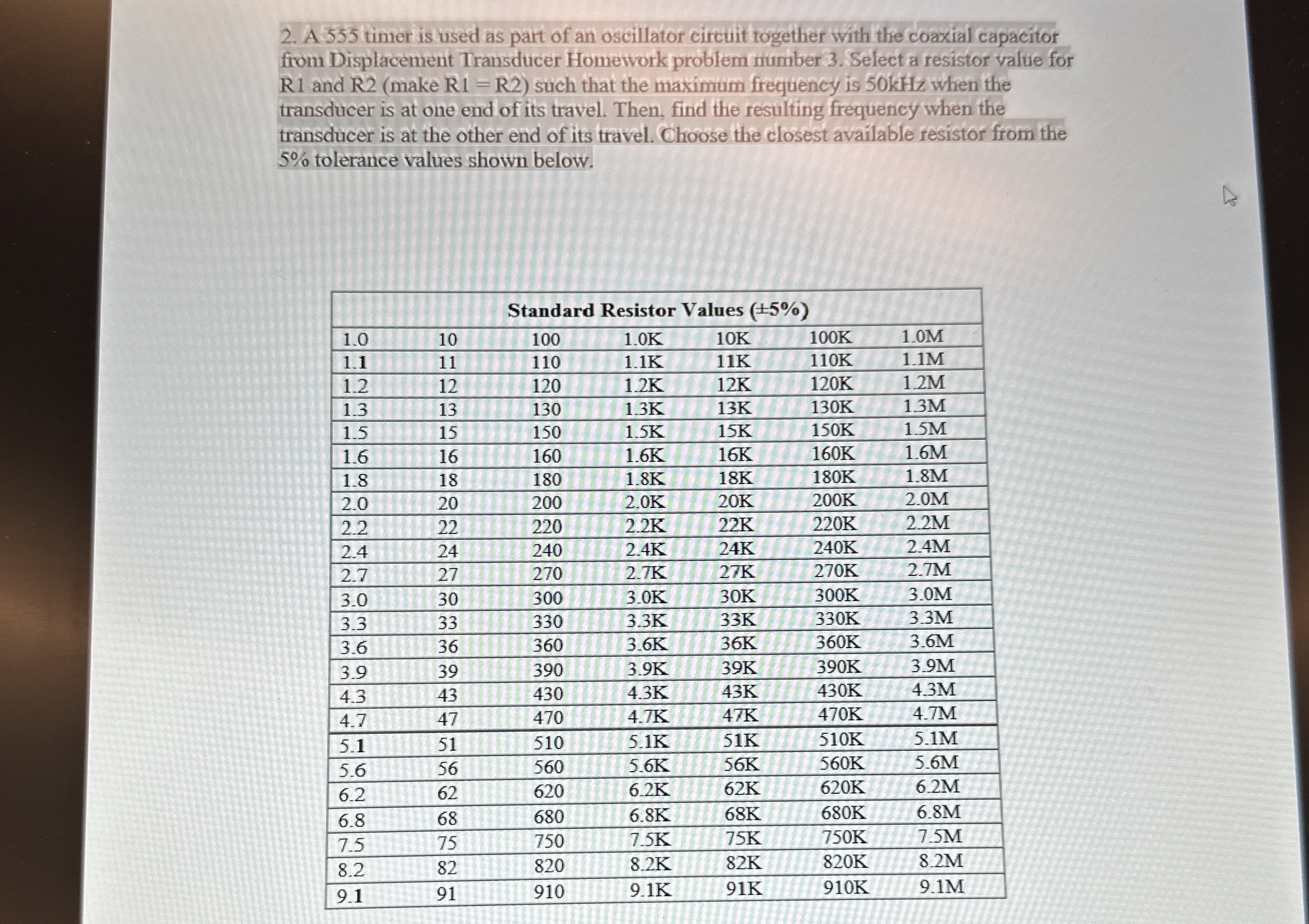 Solved A 555 ﻿timer is used as part of an oscillator circuit | Chegg.com