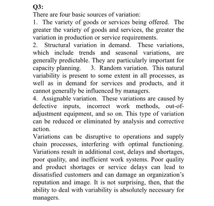 Solved Q3: There are four basic sources of variation: 1. The | Chegg.com