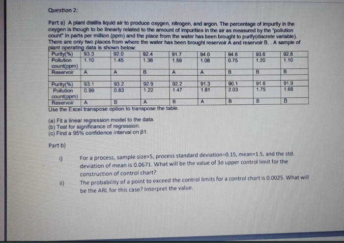Question 2: Part a) A plant distills liquid air to | Chegg.com
