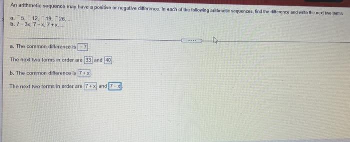 Solved An arithmetic sequence may have a positive or | Chegg.com