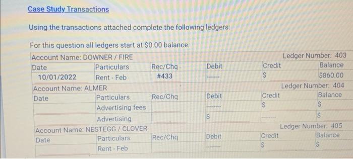 Solved Case Study Transactions Using the transactions | Chegg.com