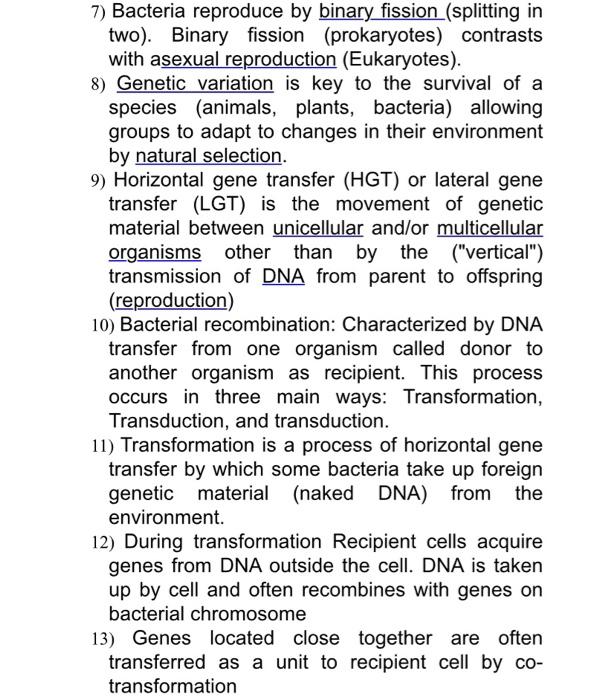 Solved 7) Bacteria reproduce by binary fission (splitting in | Chegg.com