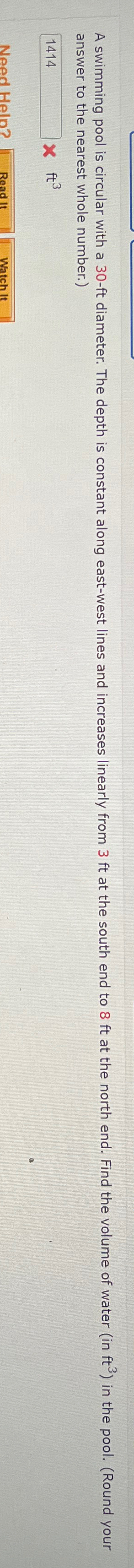 Solved A swimming pool is circular with a 30-ft ﻿diameter. | Chegg.com