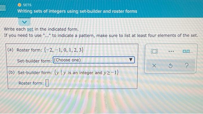 Solved O SETS Writing sets of integers using set-builder and | Chegg.com