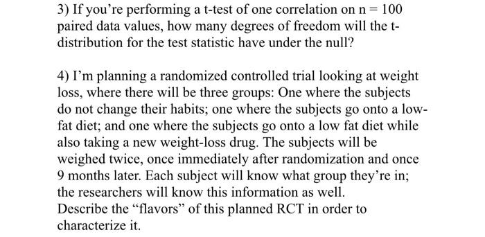 Solved 3) If you're performing a t-test of one correlation | Chegg.com