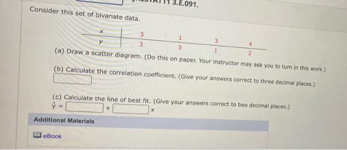 Solved Consider this set of bivariate data. (a) Drc urayram. | Chegg.com