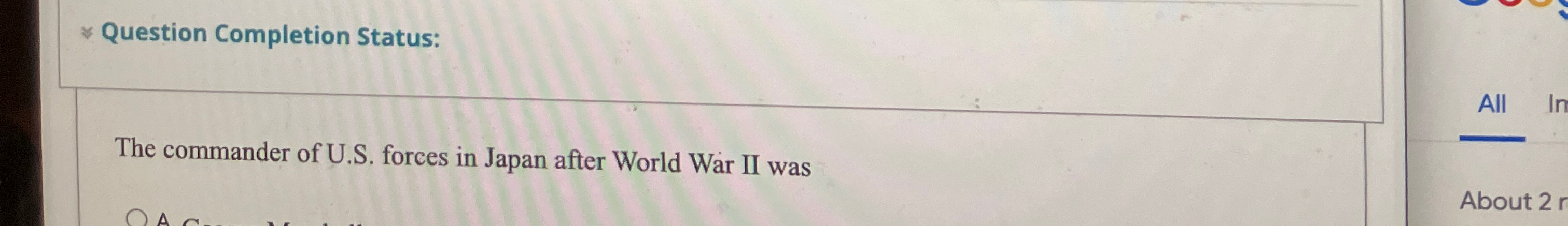 Solved Question Completion Status:The commander of U.S. | Chegg.com