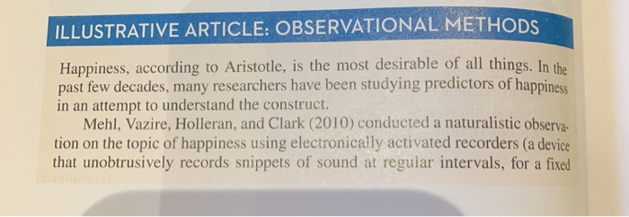 ILLUSTRATIVE ARTICLE: OBSERVATIONAL METHODS | Chegg.com