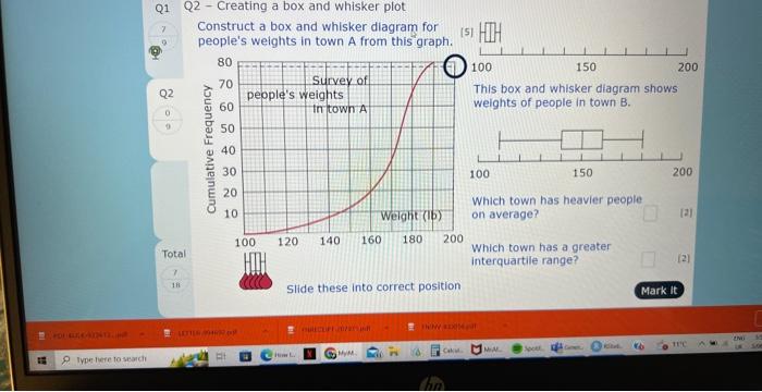 Solved Q2 - Creating a box and whisker plot Construct a box | Chegg.com