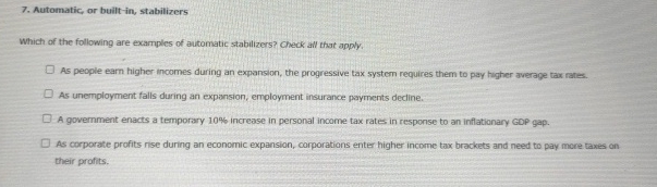 Solved Automatic, or built-in, ﻿stabilizersWhich of the | Chegg.com