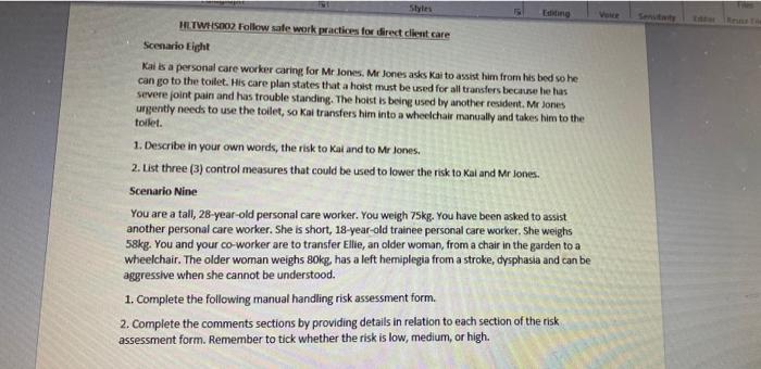 Solved Styles HLTWHS002 Follow safe work practices for | Chegg.com