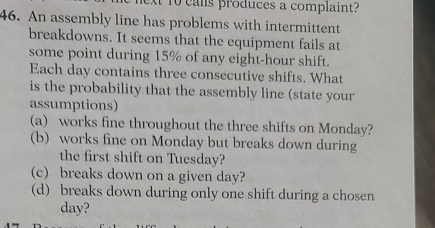 Solved 6. An assembly line has problems with intermittent | Chegg.com