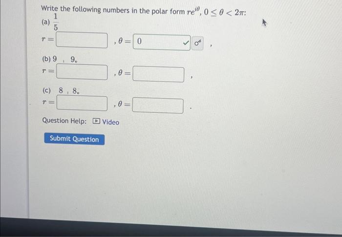 Solved Write the following numbers in the polar form | Chegg.com