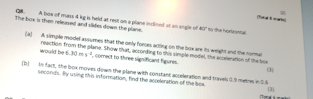 Solved Q8. ﻿A box of mass 4 ﻿kg is held at rest on a plane | Chegg.com