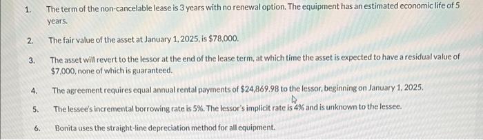 Solved 1. The term of the non-cancelable lease is 3 years | Chegg.com