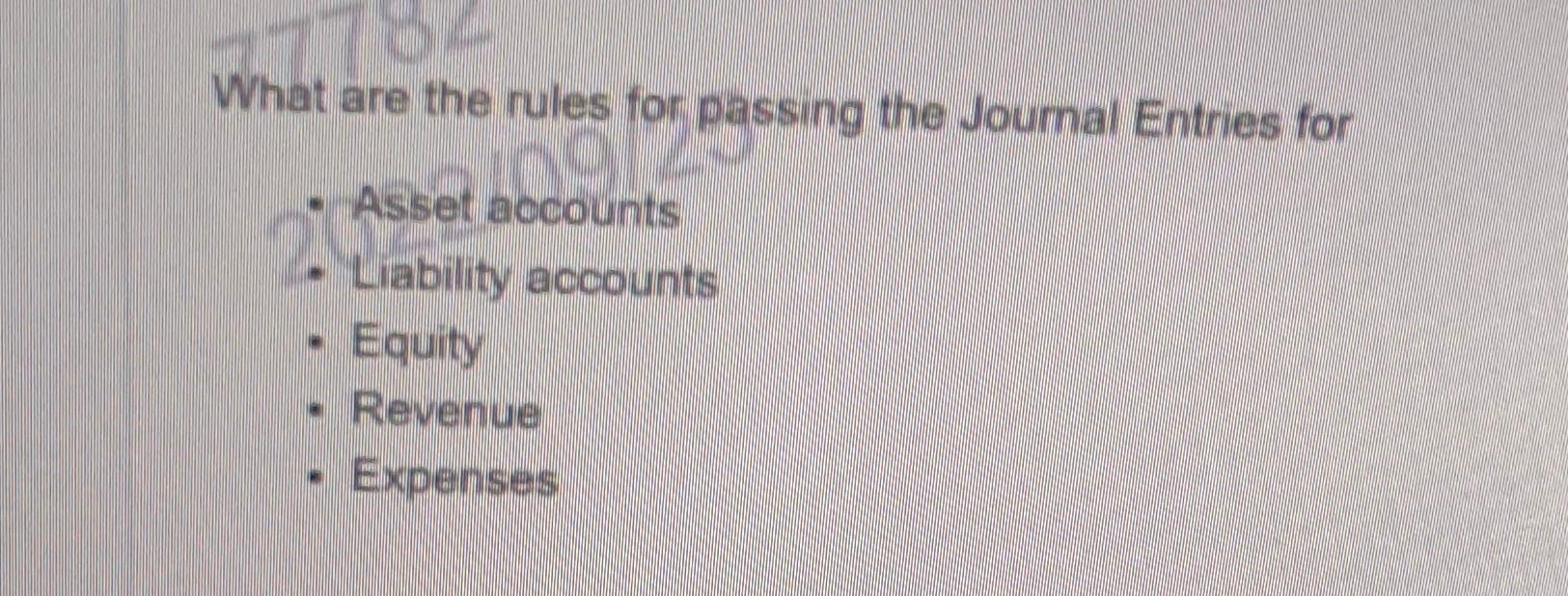 Solved What are the rules for passing the Journal Entries | Chegg.com