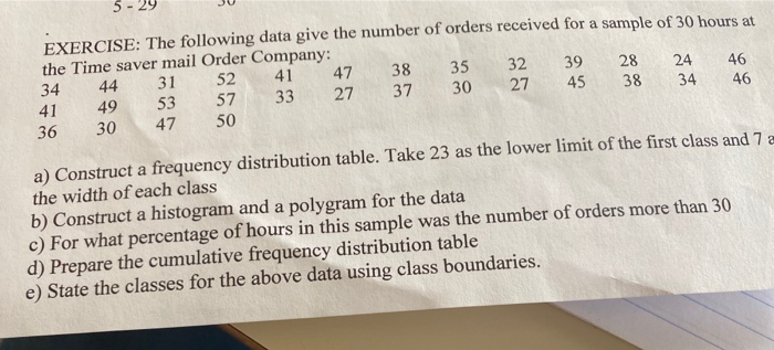 Solved 5 - 29 EXERCISE: The following data give the number | Chegg.com