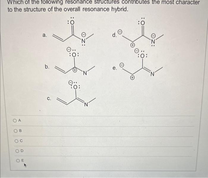 Solved Which of the following resonance structures | Chegg.com